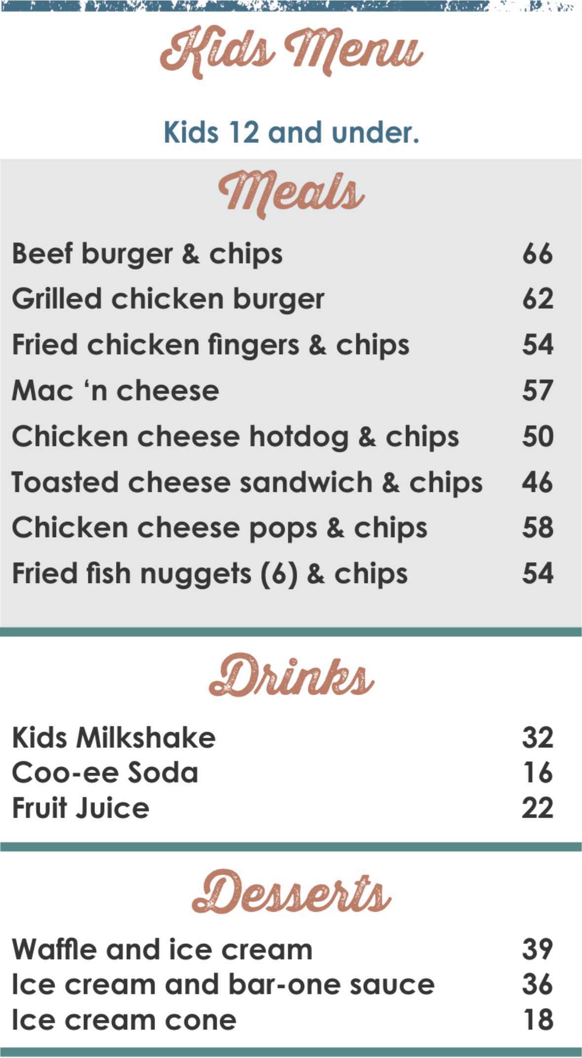 Kids Menu – Lords and Legends